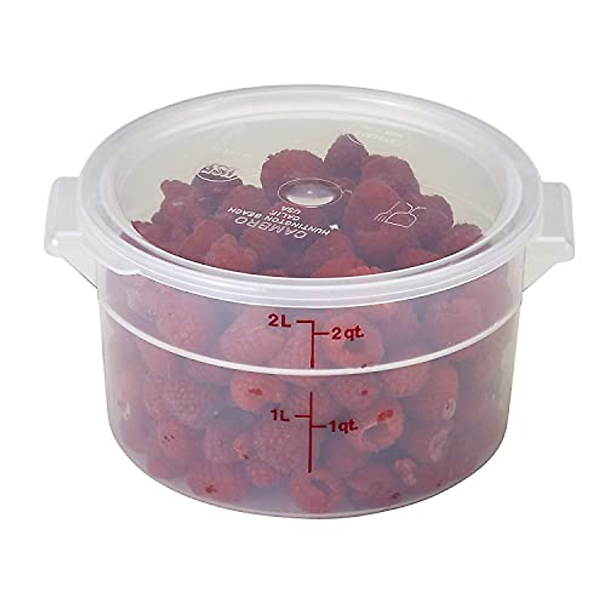 Lumintrail Cambro 2 Quart Round Food Storage Container, 2-Pack Translucent, with a Translucent Lid, Bundle with a Measuring Spoon Set