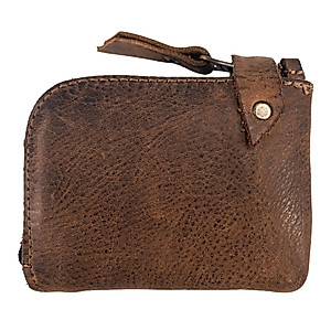 Hide & Drink, Zippered Wallet, Holds Up to 6 Cards Plus Folded Bills, Pouch Organizer, Cash Holder, Travel Essentials, Mini, Pocket-Size, Full Grain Leather, Handmade, Bourbon Brown