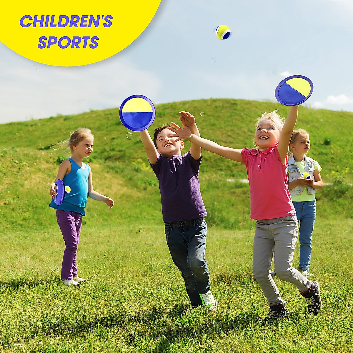 trassi Toss and Catch Ball Set with 6 Paddle,3 Balls and1 Storage Bag,Suitable for Camping Games,Beach Toys,Backyard Games,Sports for Kids,Adults and Families.