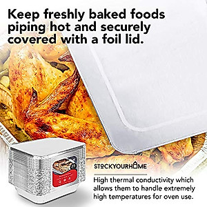Foil Pans with Lids - 9x13 Aluminum Pans with Covers - 25 Foil Pans and 25 Foil Lids - Disposable Food Containers Great for Baking, Cooking, Heating, Storing, Prepping Food