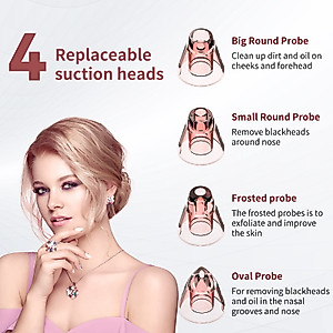 Blackhead Remover Pore Vacuum Extractor-2025 Upgrade GERY Blackhead Cleaner Electric Comedone Acne Extractor Kit Facial and Nose Peel Whitehead Black Head Removal Tool,Red&Blue Light, and 4 Porbes