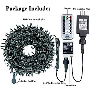 Decute 500 LED Christmas Tree String Lights 164FT Connectable with Remote, 8 Modes &Timer Outdoor Indoor Twinkle Starry Lights for Halloween Patio Garden Wedding Party Decor Warm White