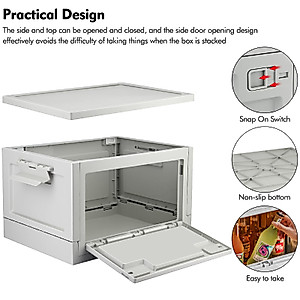 Dalanpa Foldable Storage Bin, Plastic Organizer Container, Heavy Duty Storage Box for Outdoor, Camping, Picnic, Indoor (30L, White-grey)