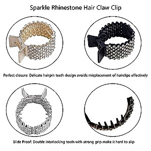 3 Pack Small Hair Clips for High Ponytail, Nonslip Metal Rhinestone Hairclips, Ponytail Holder, High Ponytail Claw Clip, Decorative Hairpins, Hair Accessories for Women and Girls