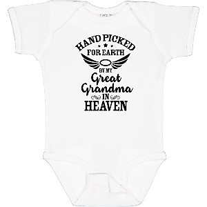 inktastic Handpicked for Earth By My Great Grandma in Heaven Baby Bodysuit Newborn 0020 White 37291