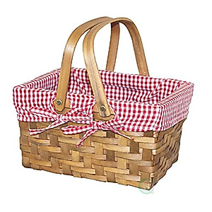 Vintiquewise(TM) Rectangular Basket Lined with Gingham Lining, Small
