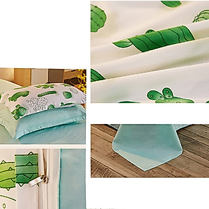 Pangzi Simple Cactus Bedding Set Duvet Cover Set Green White Color 1 Duvet Cover+1 Pillowcase (Twin, Green)