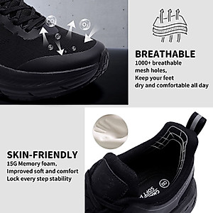 Grand Attack Road Running Shoes for Men with Superior Cushioned Comfort Lightweight Mens Walking Shoes Non-Slip Breathable Athletic Tennis Cross-Training Shoes Rugby Sneakers Black Size 8