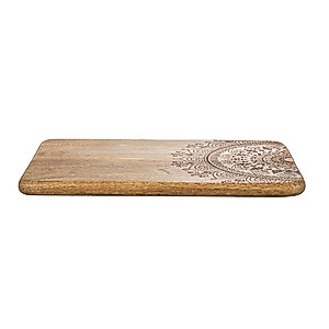Bloomingville Boho Wood Charcuterie Laser Design, Natural Cheese/Cutting Board