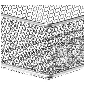 Ybm Home Silver Mesh Drawer Cabinet and or Shelf Organizer Bin, School Supply Holder Office Desktop Organizer Basket 1592 (3x12)