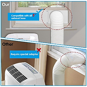 Air Jade Portable Air Conditioner Window Kit, Universal Fit AC Exhaust Hose of 5" Diameter, Sliding Window Vent Kit with Foam Seal Strip, Adjustable AC Window Kit for Mobile Air Conditioner