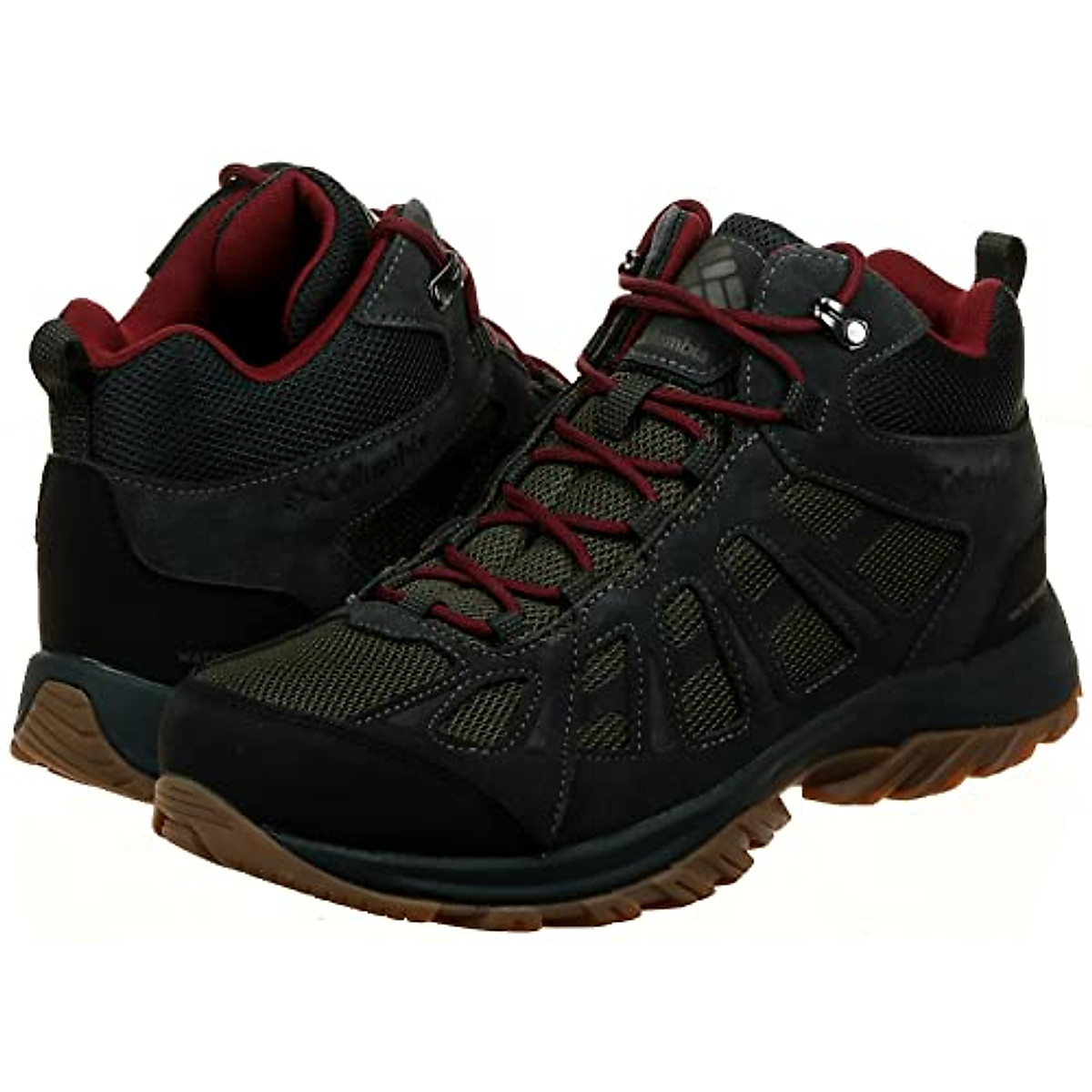 Columbia Men's Redmond III Mid Waterproof Hiking Shoe, Nori/Red Jasper, 13