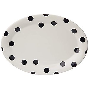 Kate Spade Deco Dot 14" Oval Serving Platter, 2.95 LB, White