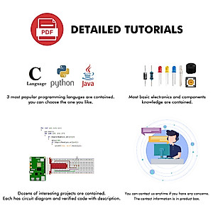 Keywish Ultimate Starter Kit Compatible with Raspberry Pi 4 B 3 B+ 400, 434 Pages Detailed Tutorials, Python C Java, 223 Items, 57 Projects, Learn Electronics and Programming, Solderless Breadboard
