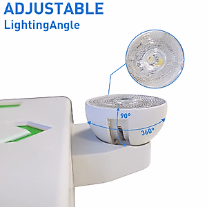 OSTEK Exit Sign with Emergency Lights, Double Face Green Exit Sign Emergency Light Combo, 90min Long Backup Battery, ABS Fire Safety (UL Certified 120-277V)(UL 94V-0) [2Pack]