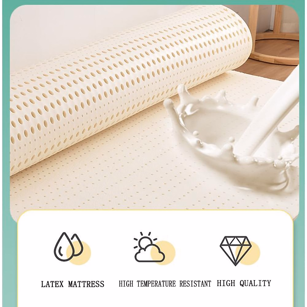 ARyako Latex Mattress Super Soft 100% Natural Simple Design Relaxing Bedroom Latex Mattress with Topper,Relieving Mattress Topper for Back Pain,4in,90x200cm(35x79in)