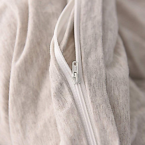 LIFETOWN 100% Jersey Knit Cotton Duvet Cover Set T-Shirt Feel Bedding Set Ultra Soft Wrinkle-Free (Oatmeal Beige, Queen)