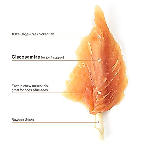 Jungle Calling Dog Treats, Chicken Jerky Wrapped Rawhide Chew Sticks, Long Lasting Chewing Food with Glucosamine and Chondroitin for Hip and Joint Health