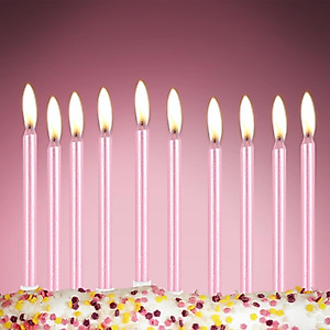 iNINGER Baby Pink 8th Birthday Number Candles,Pink Long Stick Candles,Number 8 Candle Cake Cupcake Toppers for Girls,Pink Candles for Cake,Birthday Party 8th Wedding Anniversary Decorations