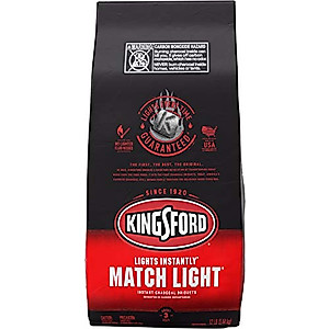 Kingsford Match Light Instant Charcoal Briquettes, BBQ Charcoal for Grilling, Ready in 10 Minutes, No Lighter Fluid or Starter Needed, 12 lbs