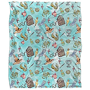 Harry Potter Blanket, 50"x60", Water Color Pattern Silky Touch Sherpa Back Super Soft Throw Blanket