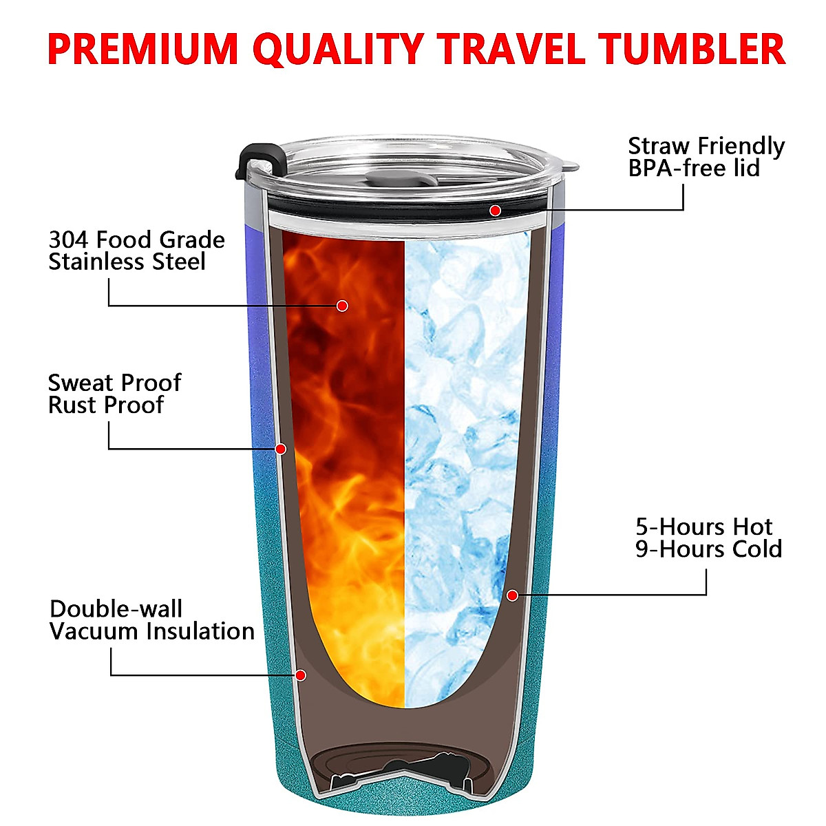 Boss Day Gifts-Boss Lady Stainless Steel Travel Tumbler, Boss Gifts for Women Boss Lady Gag Female Friends Wine Lover Mom on Christmas Birthday, 20oz Insulated Travel Tumbler with Lids, Flash Gradient