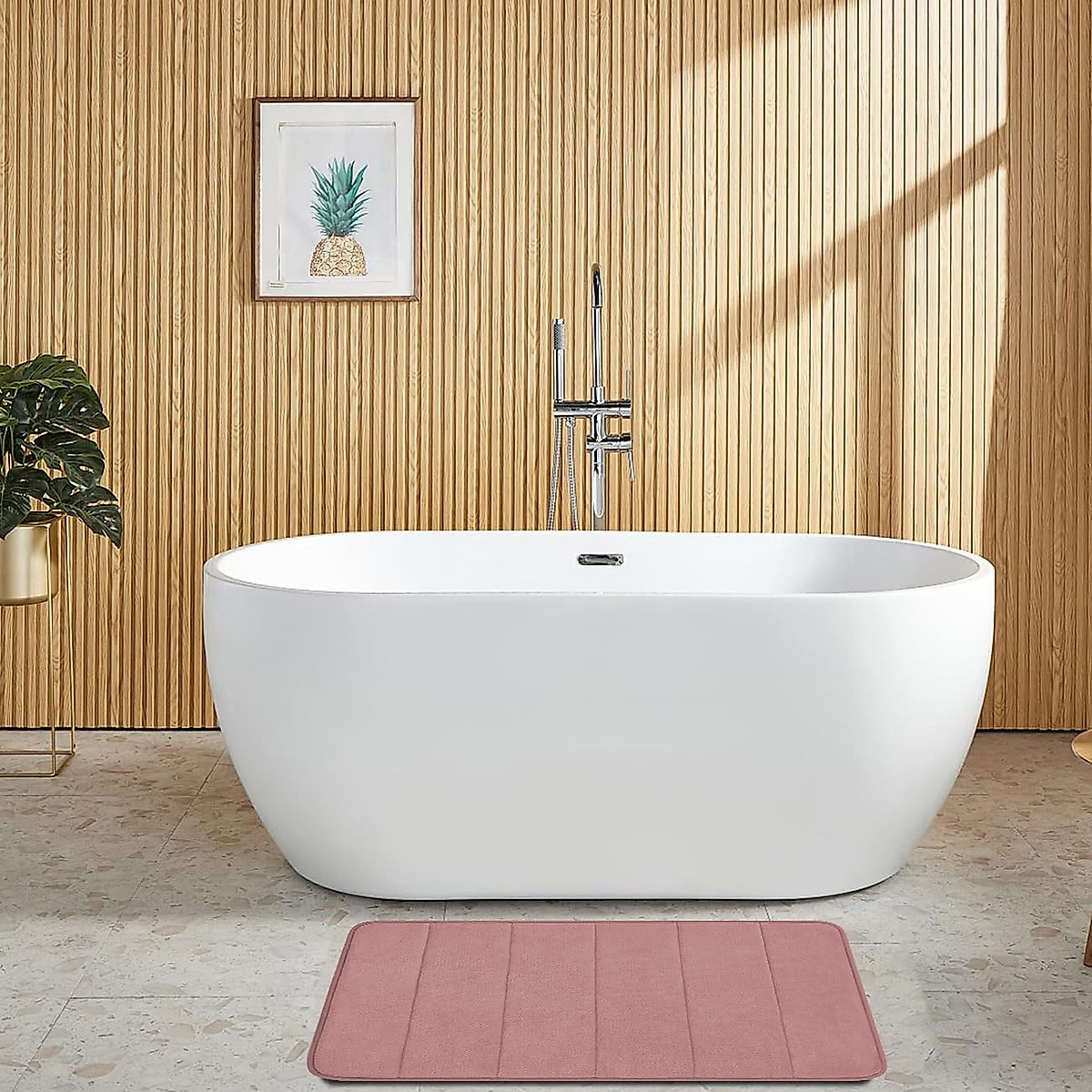 Bathroom Rugs Sets 3 Piece,Memory Foam Bath Mat,Soft Bathroom Rugs,Bathroom Rug Set,Bath Mats for Bathroom Sets,Absorbent Bath Rugs with No Slip PVC Backing Machine Washable,Easy to Dry - Peach Pink