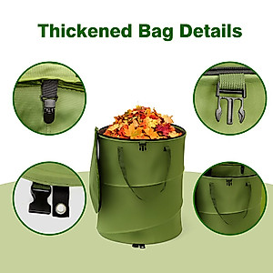 Collapsible/Pop Up Trash Can, Outdoor Trash Can and Recycling Bin 13.8x15.8 In, 600d Oxford Cloth Yard Waste Bags, Camping Trash Can Collapsible with Clip and Zip lid (1Pcs-Green 10 Gallons)