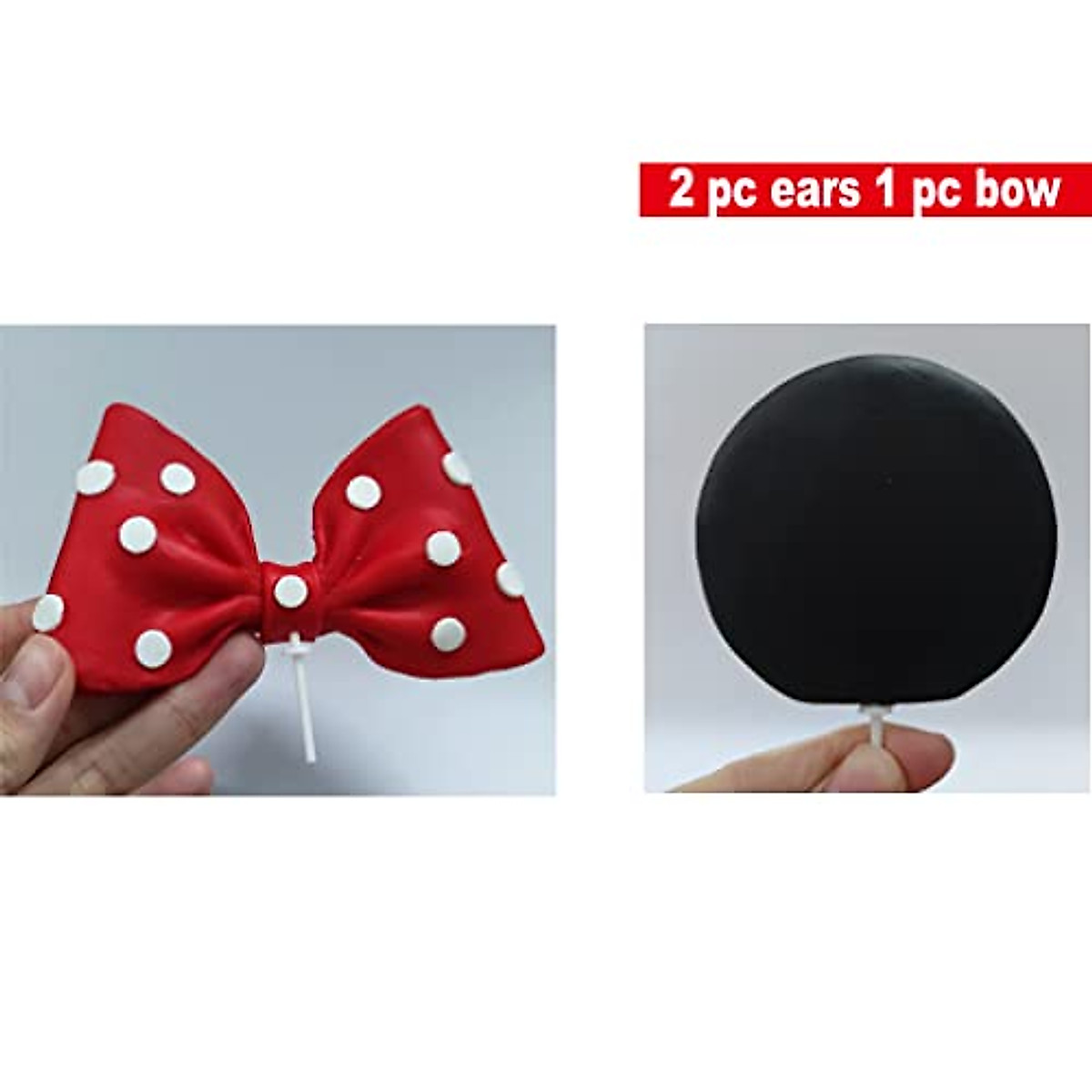 Mouse Cake Topper Bow and Ears for Birthday (Red)