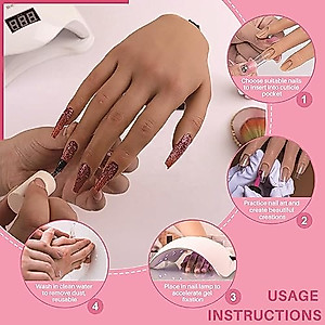 Fromeet Silicone Practice Hand for Acrylic Nails, Realistic Nail Practice Hands with Bracket, Flexible Reusable Mannequin Hand for Nail Display, Acrylic Nail Training Hand Kit for Manicure Beginners