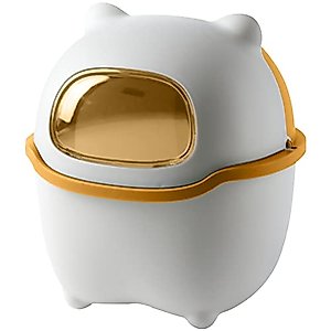 Hemoton Plastic Bins Plastic Bins Desk Trash Can Bear Shape Trash Can Wastebasket Desktop Trash Can with Lid Garbage Container Bin for Bathroom Kitchen Office Dorm Portable Desk Portable Desk