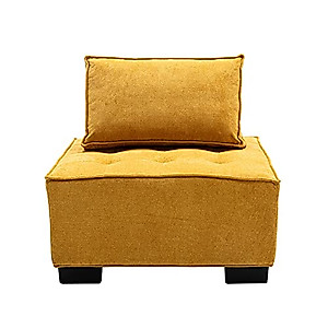 JURMALYN Square Modular Sectional Sofa Couch, Free Combination Sectional Sofa Modern Floor Single Chair with Two Removable Back Cushions Foor Tofu Sofa Small Single Couch for Bedroom and Corner Yellow