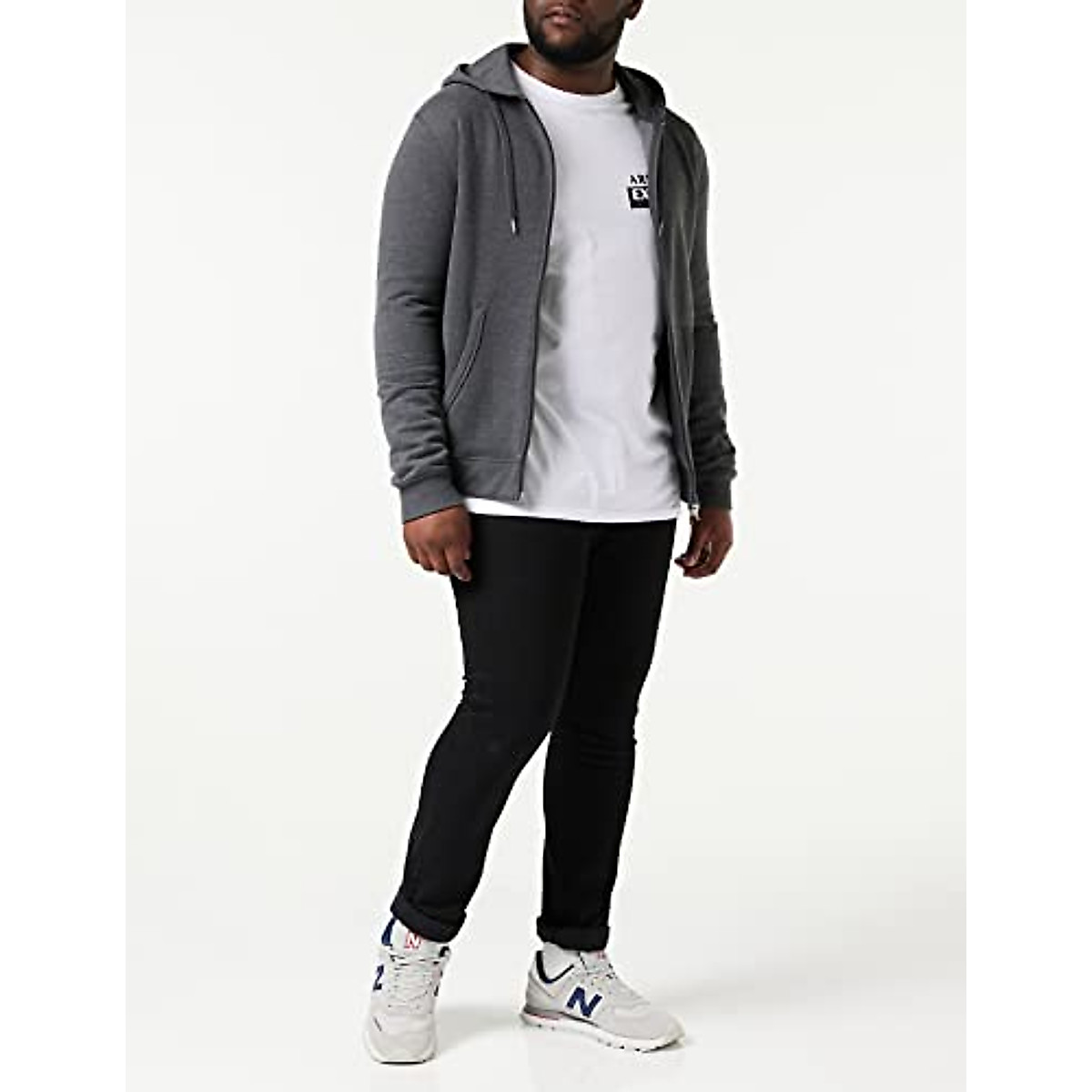 A|X ARMANI EXCHANGE Men's Contrast PU Logo Long Sleeve T-Shirt, White, XXL