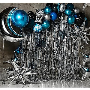 3 Pack Silvery Foil Fringe Backdrop Curtains，3.3 ft x 8.2 ft Silvery Door Streamers ，Silvery Gold foil Fringe Curtain Backdrop,for Photo Background Party Decorations, Graduation Decorations