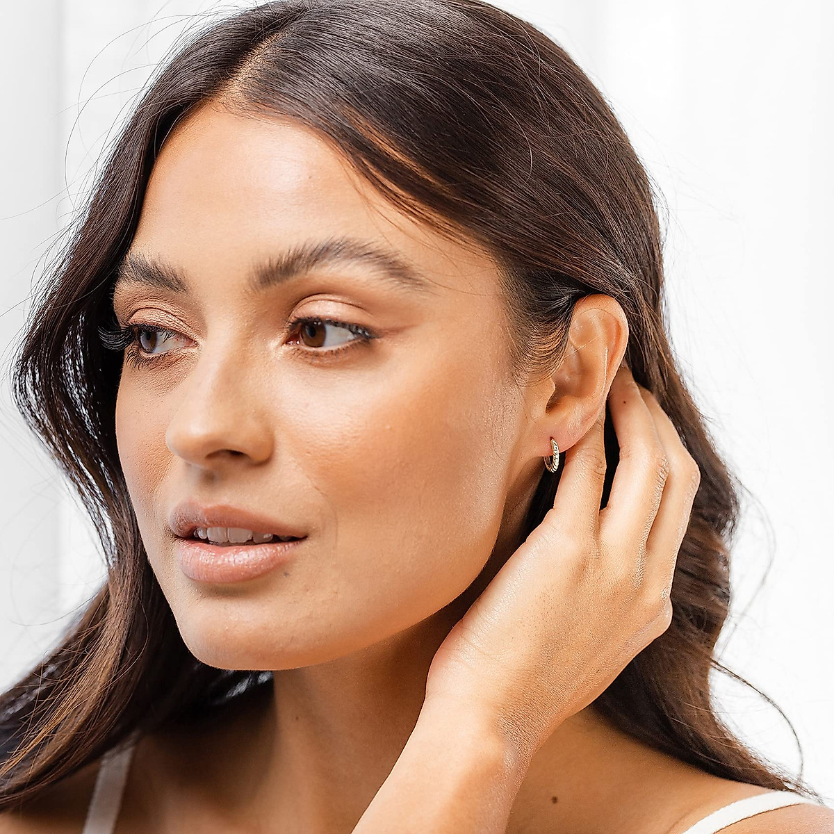 PAVOI 14K White Gold Plated 925 Sterling Silver Post Twisted Huggie Earring | Women's Mini Hoop Earrings