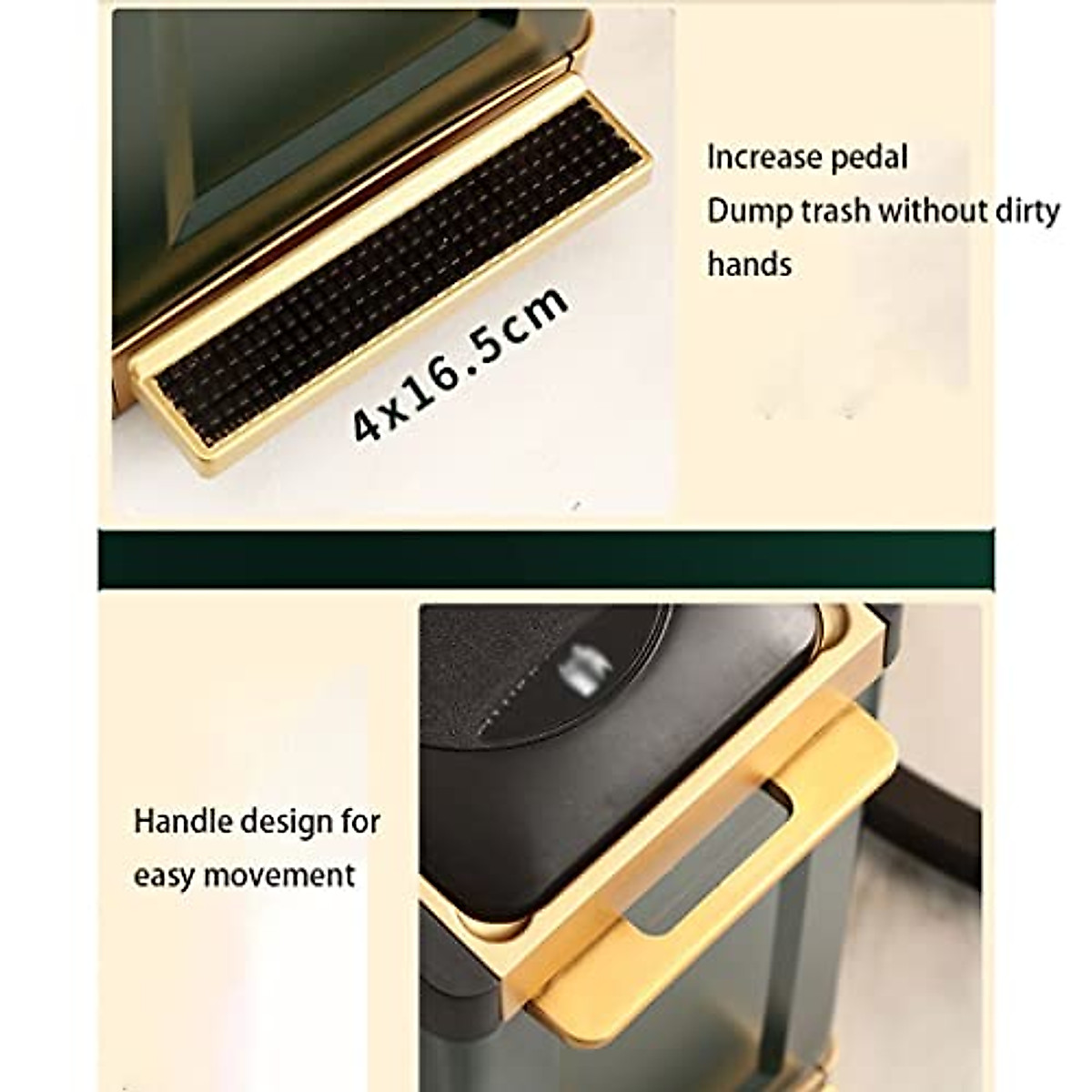 Trash Bin Trash Can Wastebasket Kitchen Trash Can, Pedal Bin with Lid, Garbage Can Trash Bin Stainless Steel Step Bin, Plastic Inner Bucket, Soft Closure Garbage Can Waste Bin (Color : OneColor, Siz