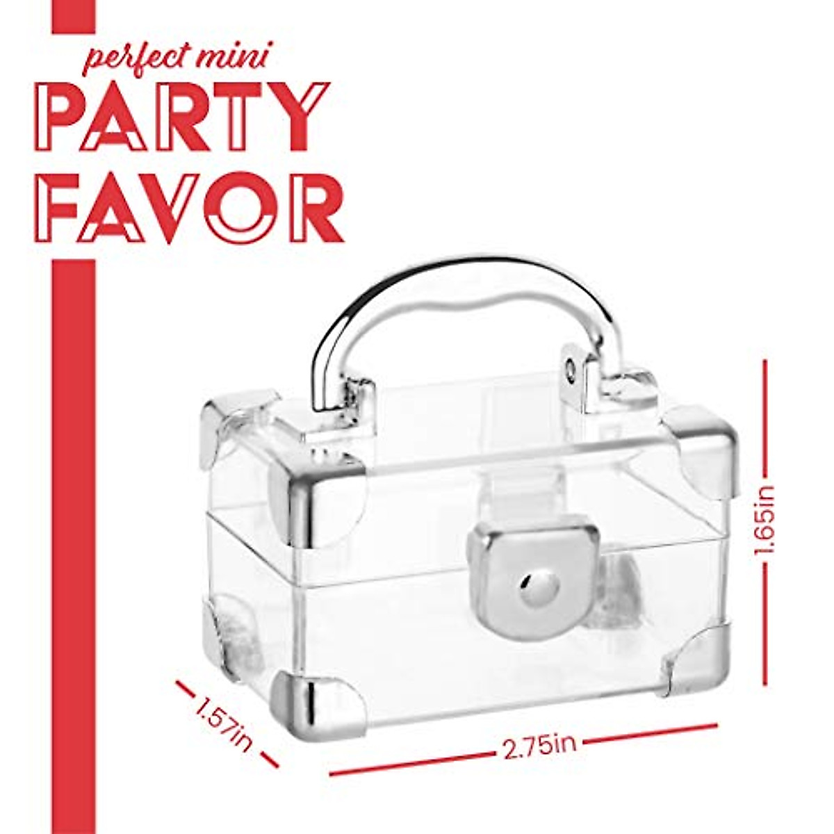 Hammont Treasure Chest Box Shaped Acrylic Candy Boxes - 8 Pack - 2.75"x1.65"x1.57" - Perfect for Weddings, Birthdays, Party Favors and Gifts | Designer Cute Clear Lucite Plastic Treat Containers