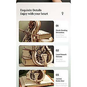 ROBOTIME AMK63 Magic Cello Adults 3D Puzzles -3D Wooden Puzzles for Adults - Wooden Music Box Puzzle to Build - Unique Music Gift Hobby Kits