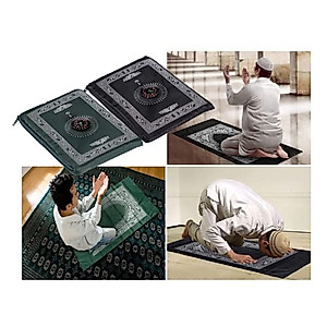 Kellegour 2 Pieces Muslim Travel Prayer Mat,Muslim Prayer Carpet,with Compass Pocket Sized Carry Bag,Muslim Prayer Rug and Attached Compass,Islamic Prayer Rug,Islamic Prayer Pad