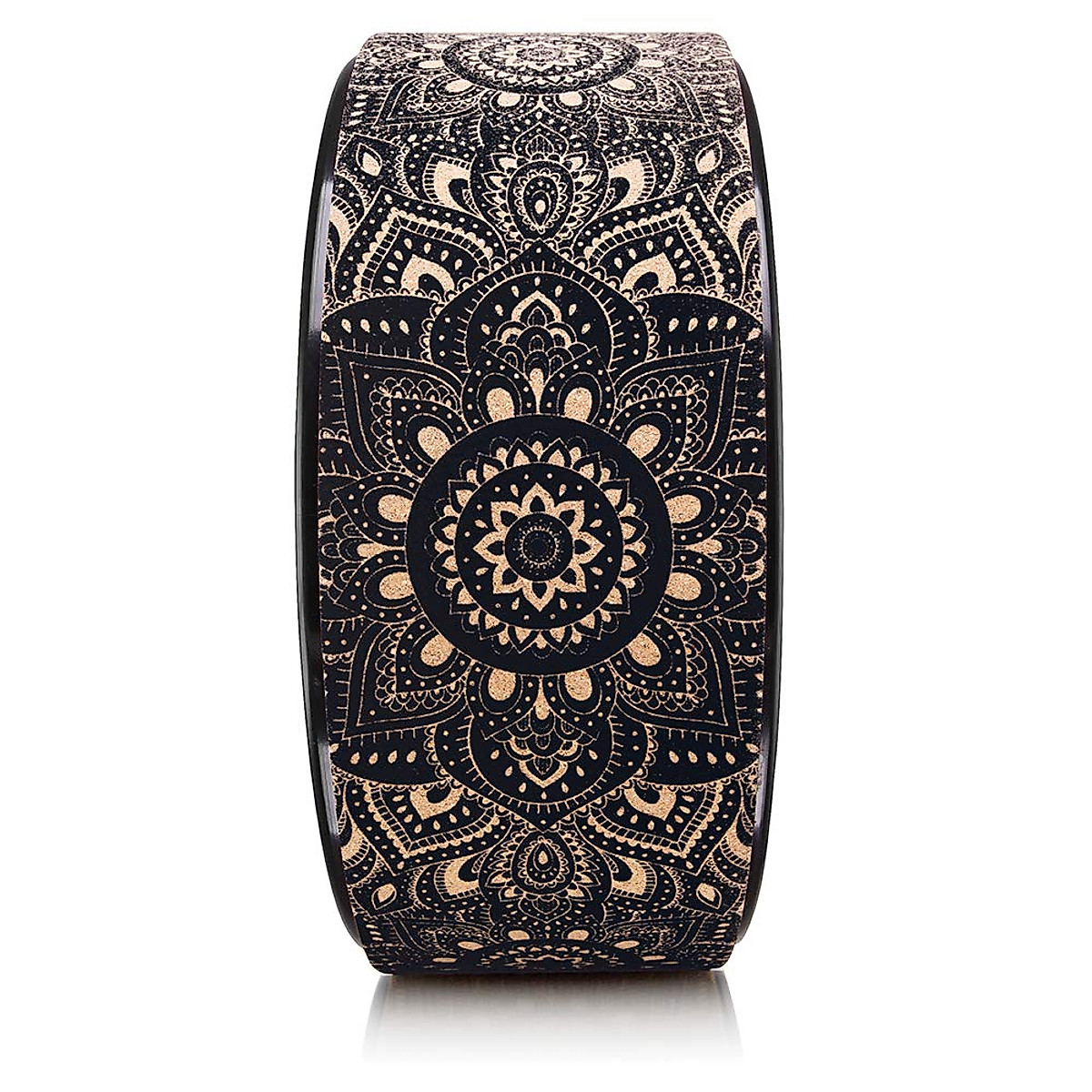 YOGA DESIGN LAB | THE YOGA WHEEL | Eco Printed, Extra Strength, Padded, Dharma Exercise Wheel | Designed in Bali | Enhance Your Postures and Stretch Deeper (Mandala Black,)