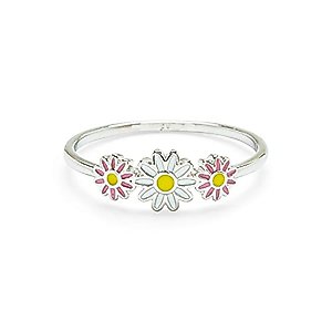 Pura Vida Silver Disney Daisy Duck Enamel Ring - Brass Base Band, Rhodium Plating - Size 7