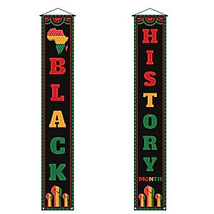 Black History Month Front Door Banner February Black Pride Juneteenth Indoor Outdoor Porch Wall Yard Mantle Fireplace Decoration