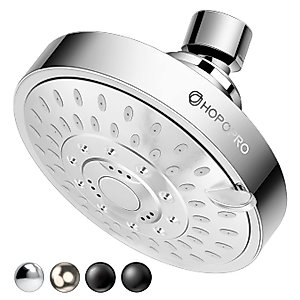 HOPOPRO NBC News Recommended Brand 5 Modes High Pressure Shower Head 4.1 Inch High Flow Fixed Showerheads Bathroom Showerhead for Luxury Shower Experience Even at Low Water Pressure - Chrome