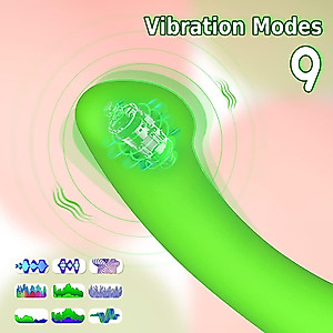 Clitoral G Spot Vibrator Sex Toy for Women,Personal Wand Massager with 9 Vibrating Modes,Waterproof Bullet Finger Anal Training Vibrators for Couple,Soft Silicone Dildo Adult Sex Toys&Game (Verdant)