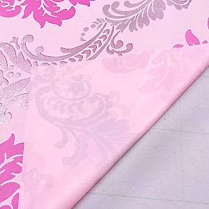 Yifasy Damask Wallpaper 19.7 ft Roll Revamp Dining Table Storage Bins Wall Furniture Decor Paper Pink Shelf Dresser Liner (M-236x17.7 Inch)