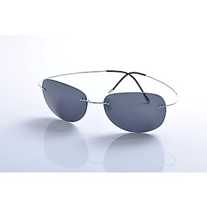 De Ding Mens rimless titanium polarized Sunglasses (silver, gray)