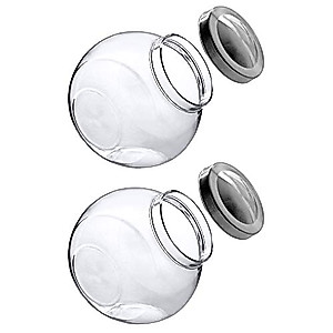 Amazing Abby - Sweet Caroline - 2-Pack 75-Ounce Plastic Candy Jar with Stainless Steel Lid, Cookie Jar, Apothecary Jar, BPA-Free, Shatter-Proof, Great for Candy Buffet, Decorative Display, and More