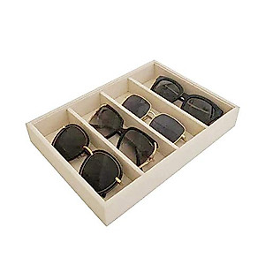 Svea Display Creamy Beige Velvet Stackable Premium Grade Jewelry Show Tray Organizer (Glasses Tray)