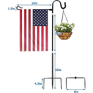 JOYSEUS Garden Flag Holder Stand and Shepherd Hook, 36 Inches with 1/2 Inch Thick Heavy Duty Garden Flag Stand, Rust Resistant Yard Flag Pole Holder for Flag, Lights and Plants(Without Solar Lights)……
