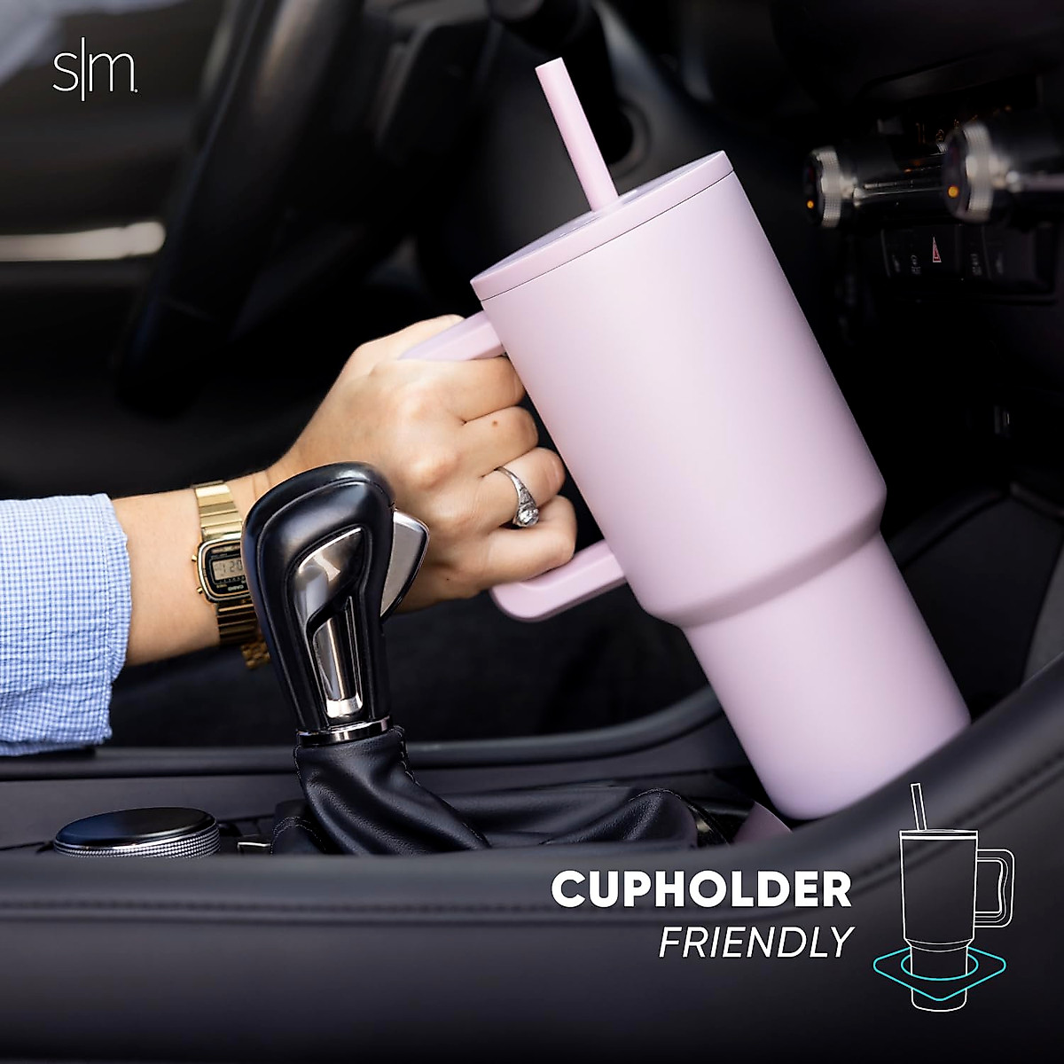 Simple Modern 30 oz Tumbler with Handle and Straw Lid | Insulated Cup Reusable Stainless Steel Water Bottle Travel Mug Cupholder Friendly | Gifts for Women Men Him Her | Trek Collection | Bellini